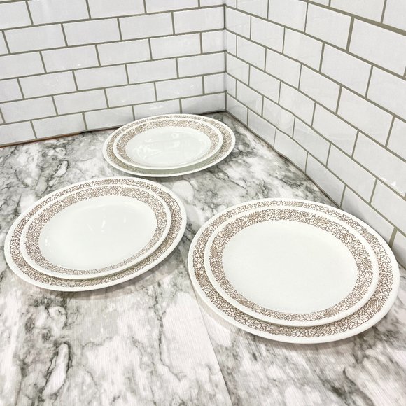 Corelle | Dining | Corelle Woodland Brown Set Of 6 Dinnerware Vintage 6 ...